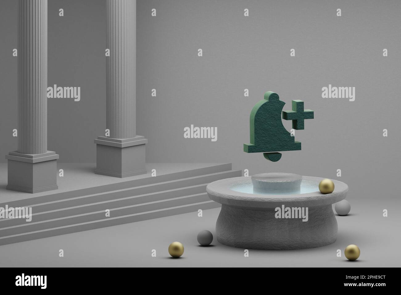 Beautiful abstract illustrations Green Notification bell Add symbol ...