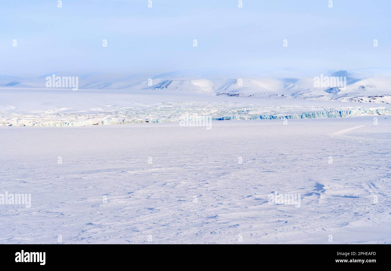 Landscape at Mohnbukta and Hayesbreen. The island Spitzbergen in the ...