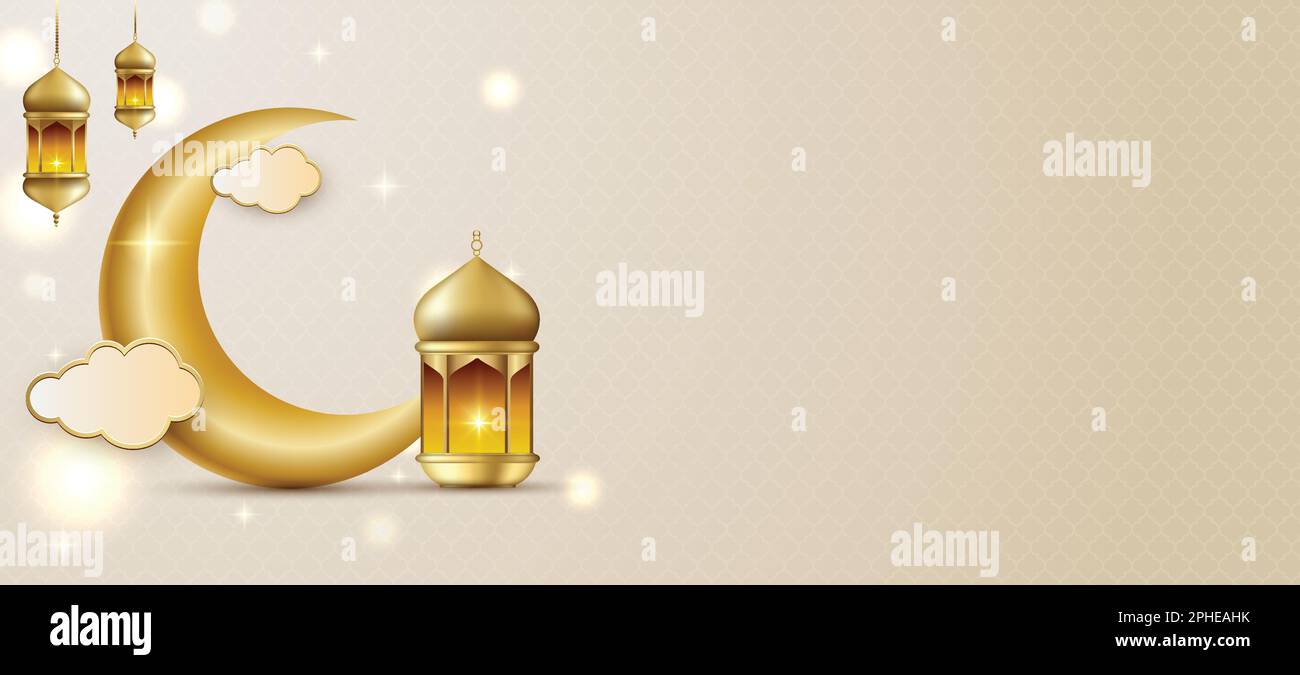 Eid Mubarak banner background. Eid Islamic holiday design banner with ...