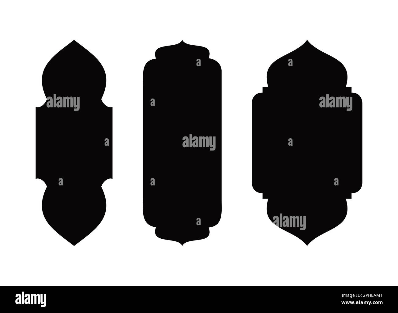 Islamic windows and arches. set of silhouette of Islamic Bagde. Islamic ...