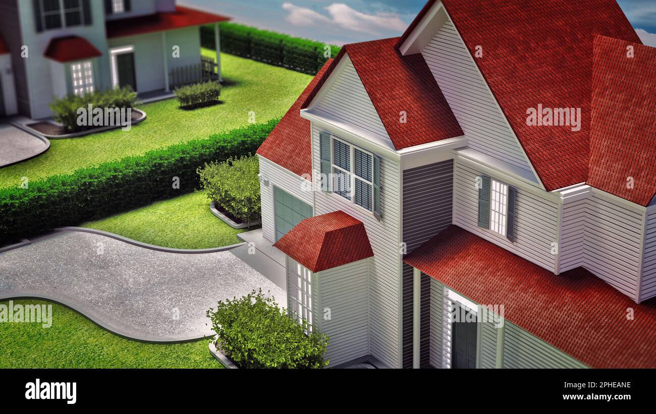Luxury modern house detail. 3D illustration Stock Photo - Alamy
