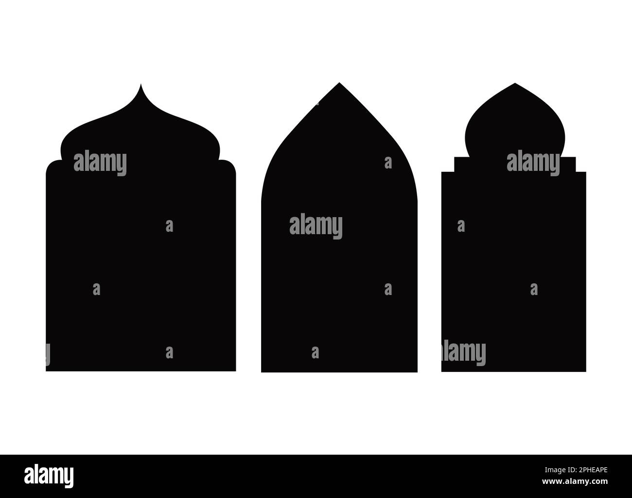 Islamic windows and arches. set of silhouette of Islamic Bagde. Islamic ...