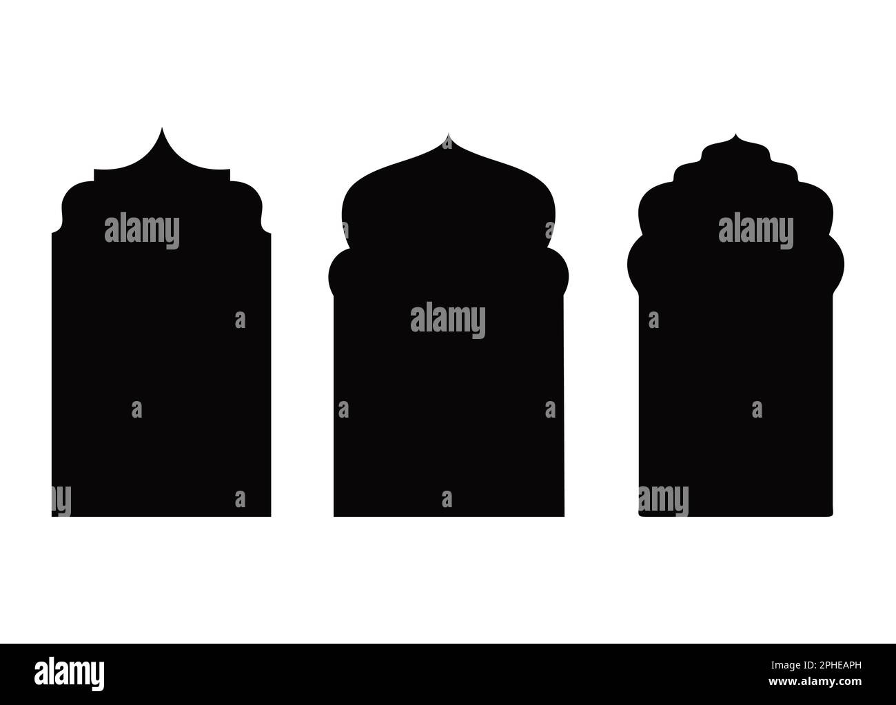 Islamic windows and arches. set of silhouette of Islamic Bagde. Islamic ...