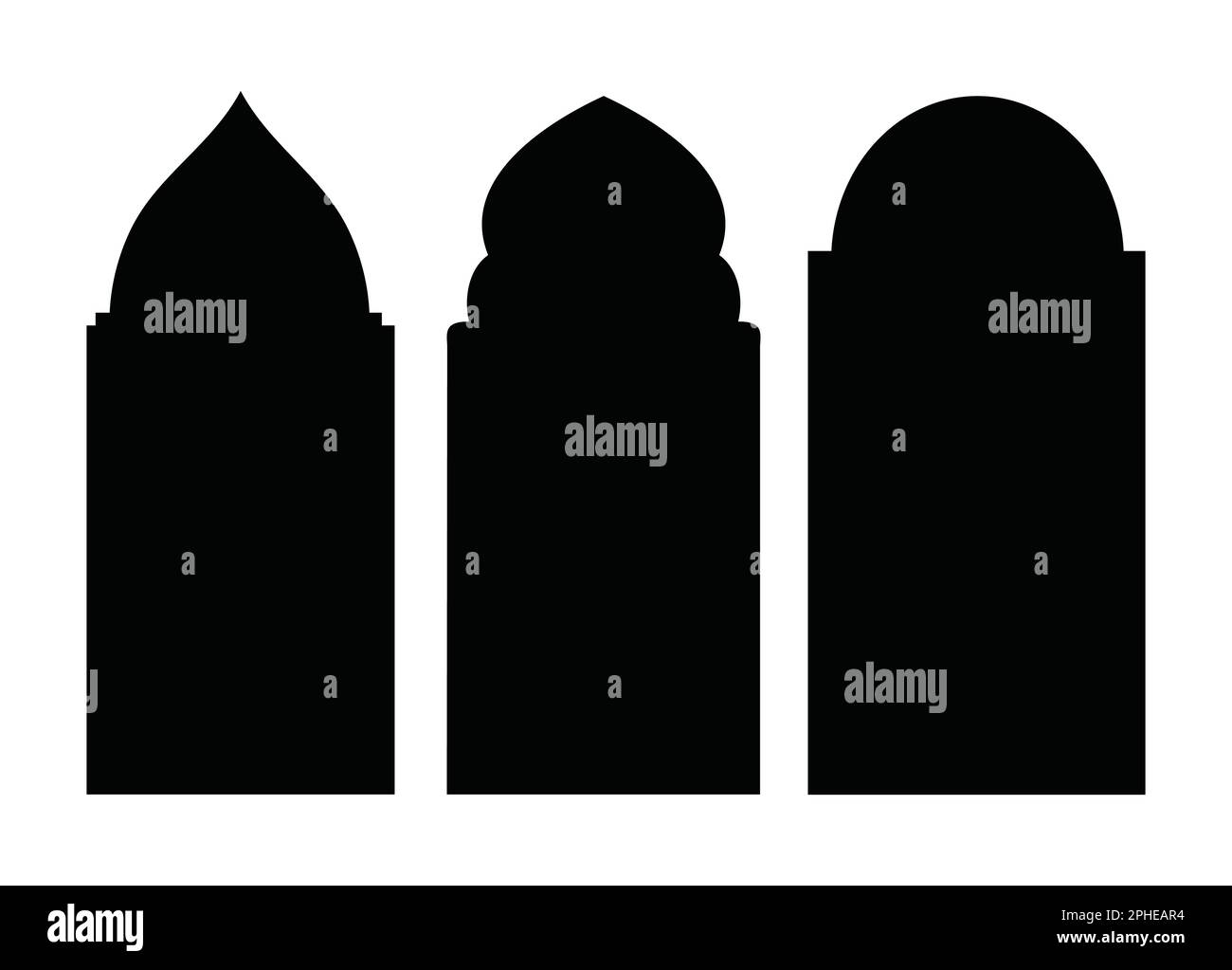 Islamic windows and arches. set of silhouette of Islamic Bagde. Islamic ...