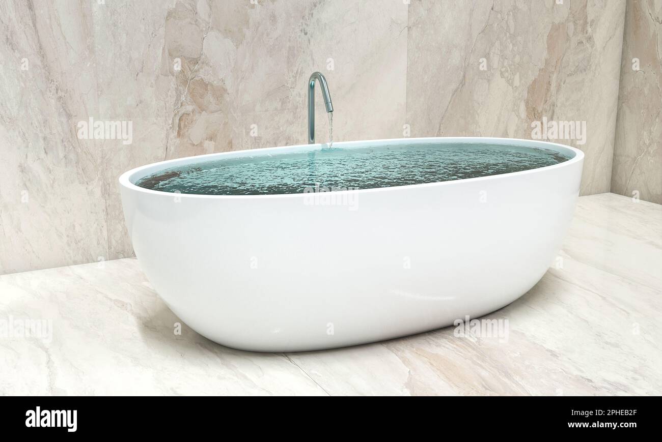 modern stone bathtub. 3d render Stock Photo - Alamy