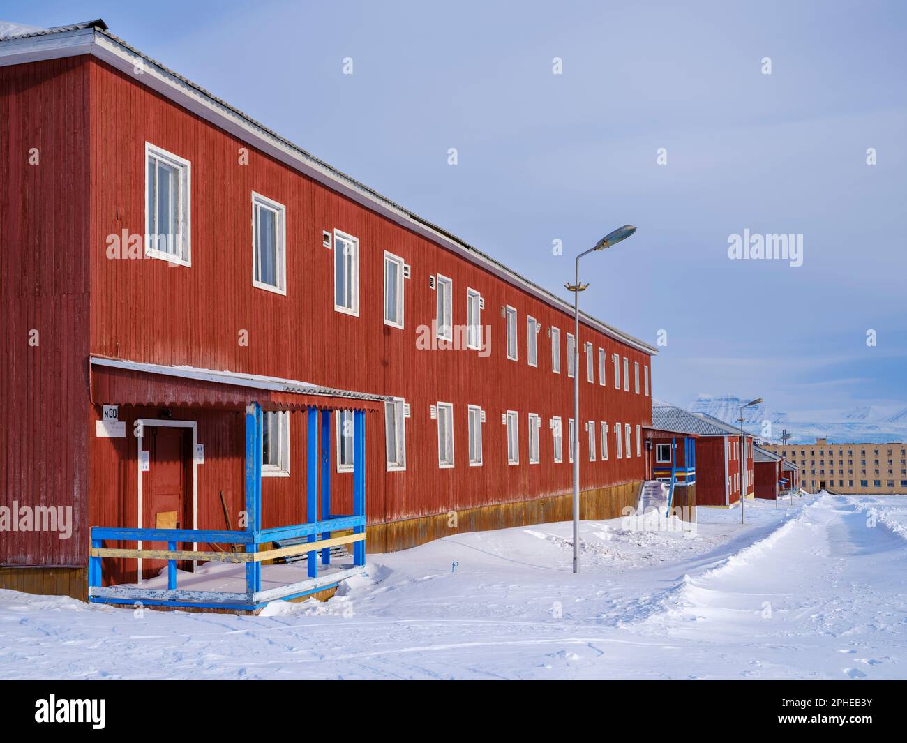 Living quarters. Pyramiden, abandoned russian mining settlement at the ...