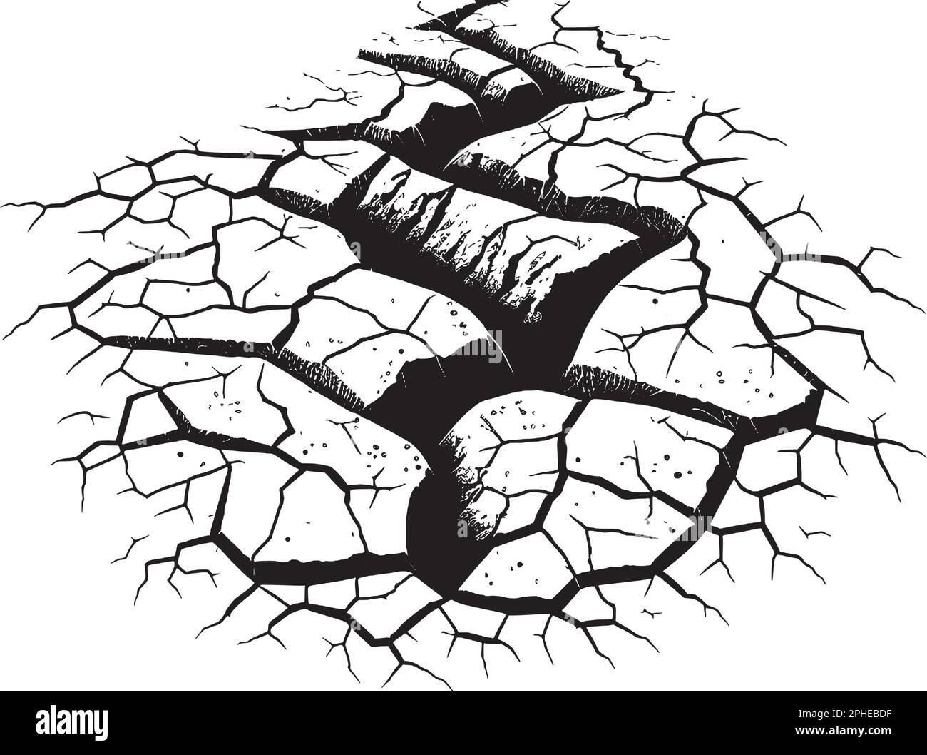 Damage from natural disasters, earthquakes or drought.Split, crack and ...