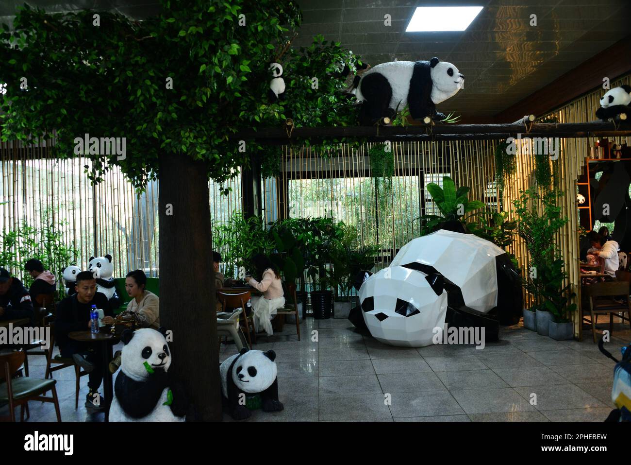 BEIJING, CHINA - MARCH 28, 2023 - Young people eat at the Panda Cafe on the second floor of the ...