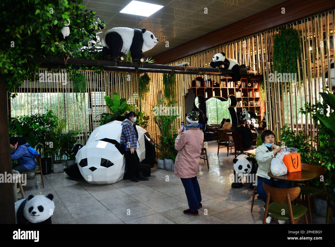 BEIJING, CHINA - MARCH 28, 2023 - Young people eat at the Panda Cafe on ...