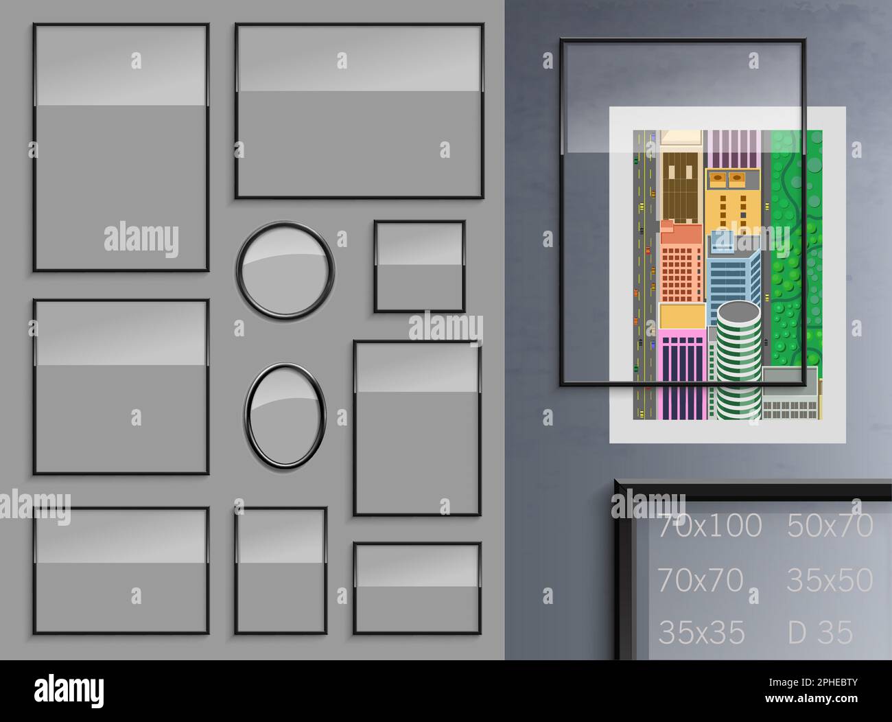 Set of black frames for posters pictures with transparency Stock Vector ...
