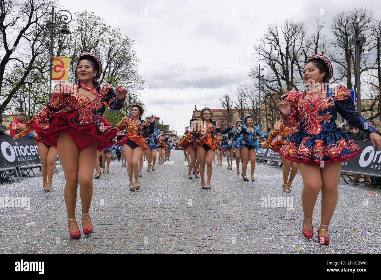 Mid-Lent parade, traditional street party with allegorical floats and ...