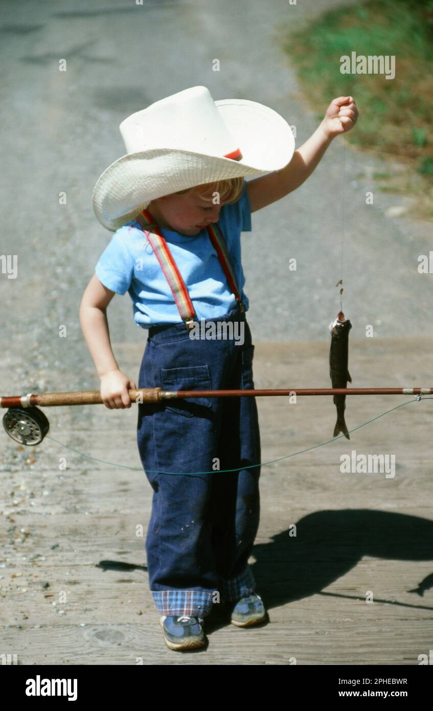 Michael Wilson with his first trout Stock Photo - Alamy