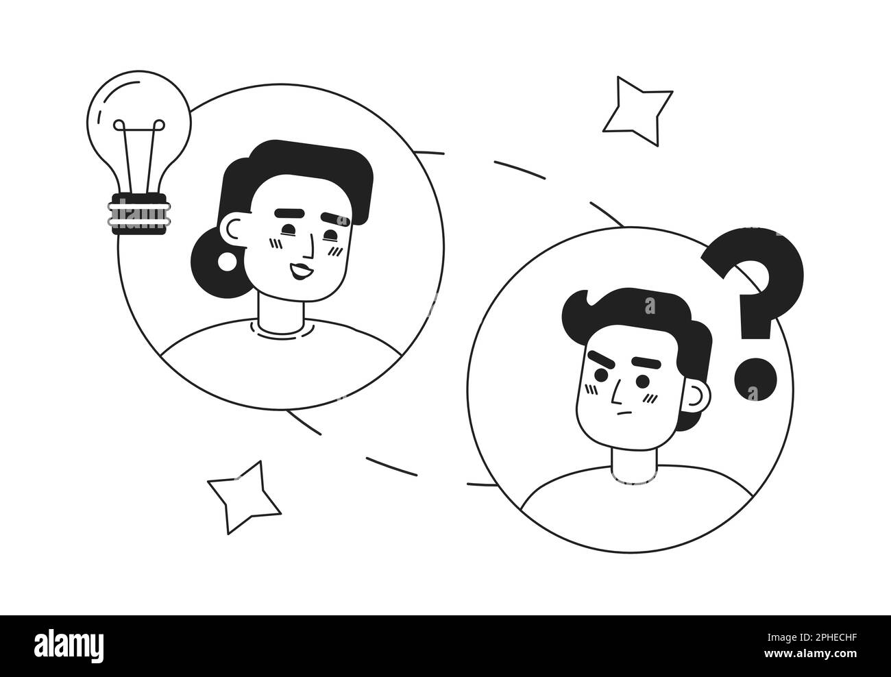 Virtual teamwork black and white concept vector spot illustration Stock ...