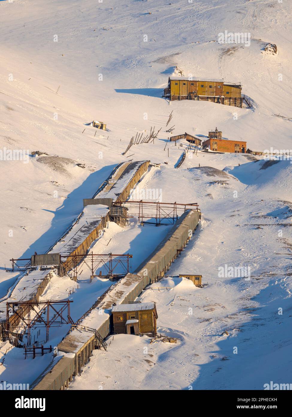 Covered access to the mine, once with a railway. Pyramiden, abandoned ...