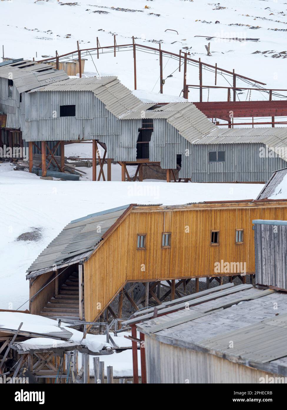 Covered walkways. Pyramiden, abandoned russian mining settlement at the ...