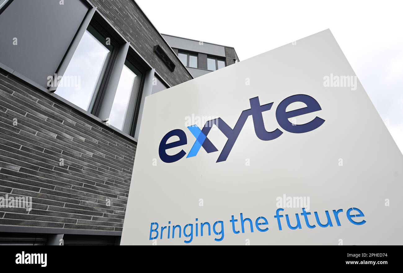 Stuttgart, Germany. 20th Mar, 2023. The logo of the Exyte company on an ...