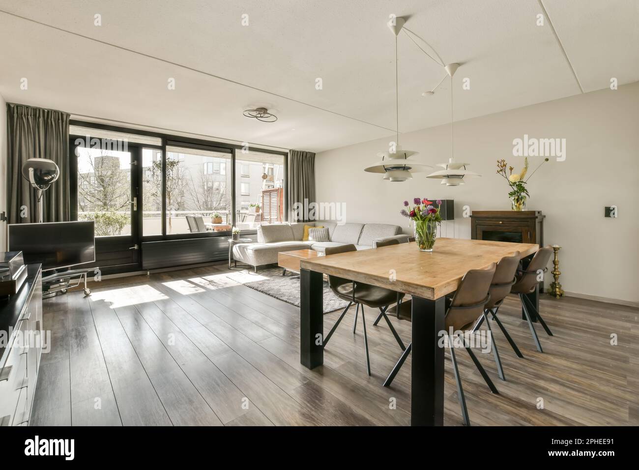 Interior design of contemporary living room with comfortable sofa ...