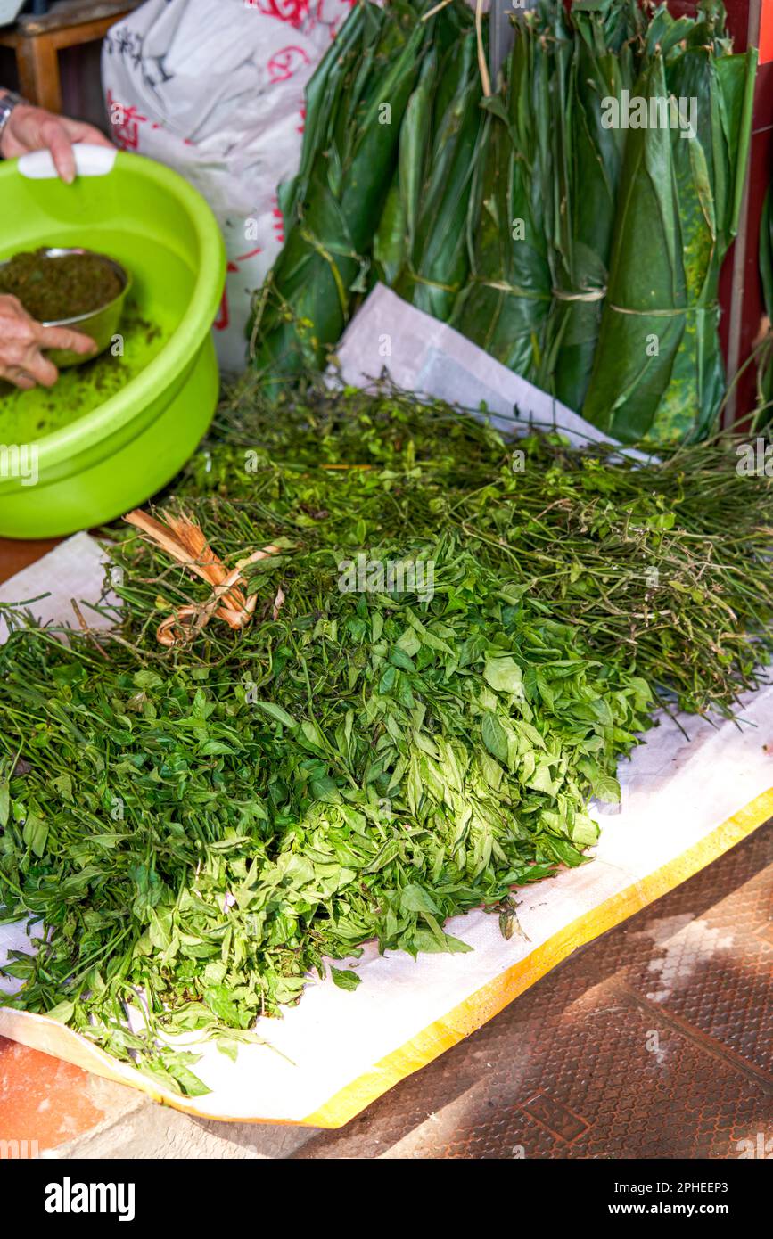 Herbs needed to make five-color glutinous rice, a traditional Chinese ...