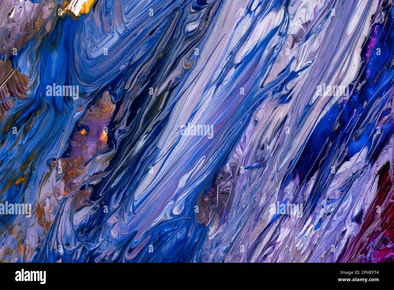 Beautiful abstraction of liquid paints in slow blending flow mixing ...