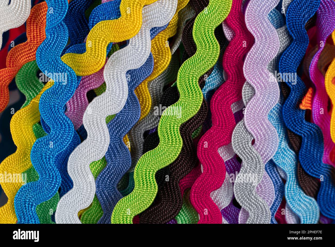 Closeup bunch of wave ribbons of various colors for hobby Stock Photo ...