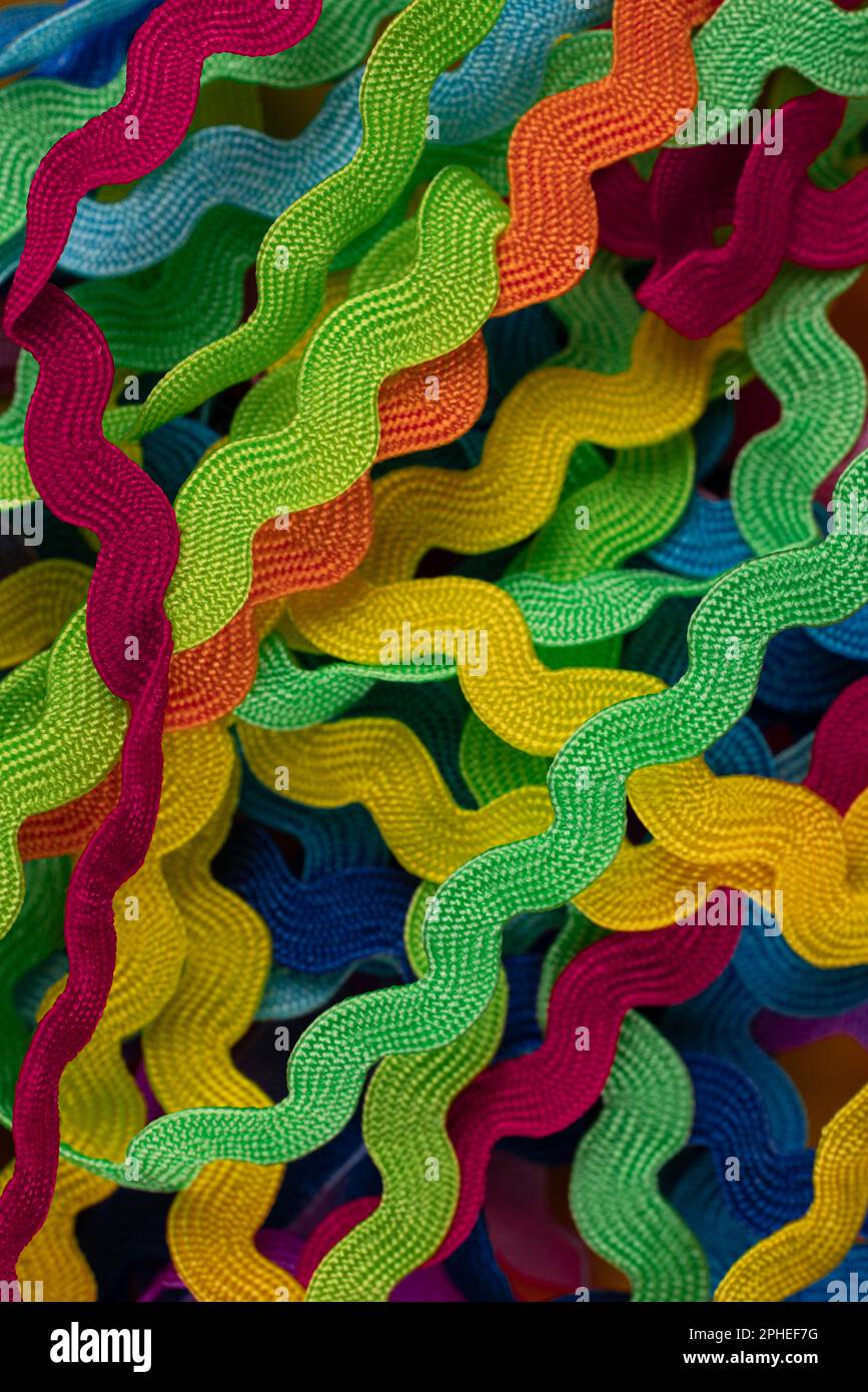 Closeup bunch of wave ribbons of various colors for hobby Stock Photo ...