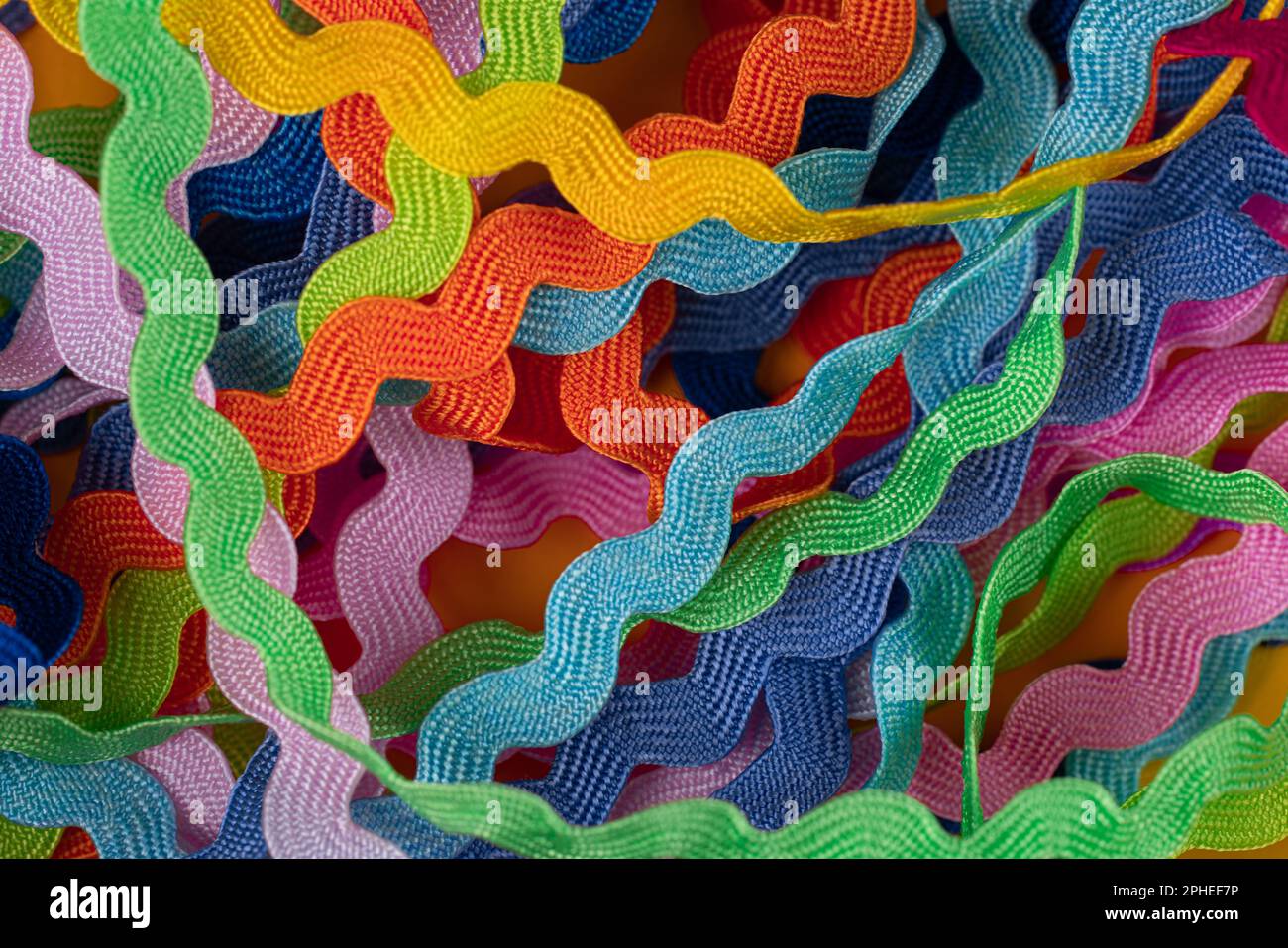 Closeup bunch of wave ribbons of various colors for hobby Stock Photo ...