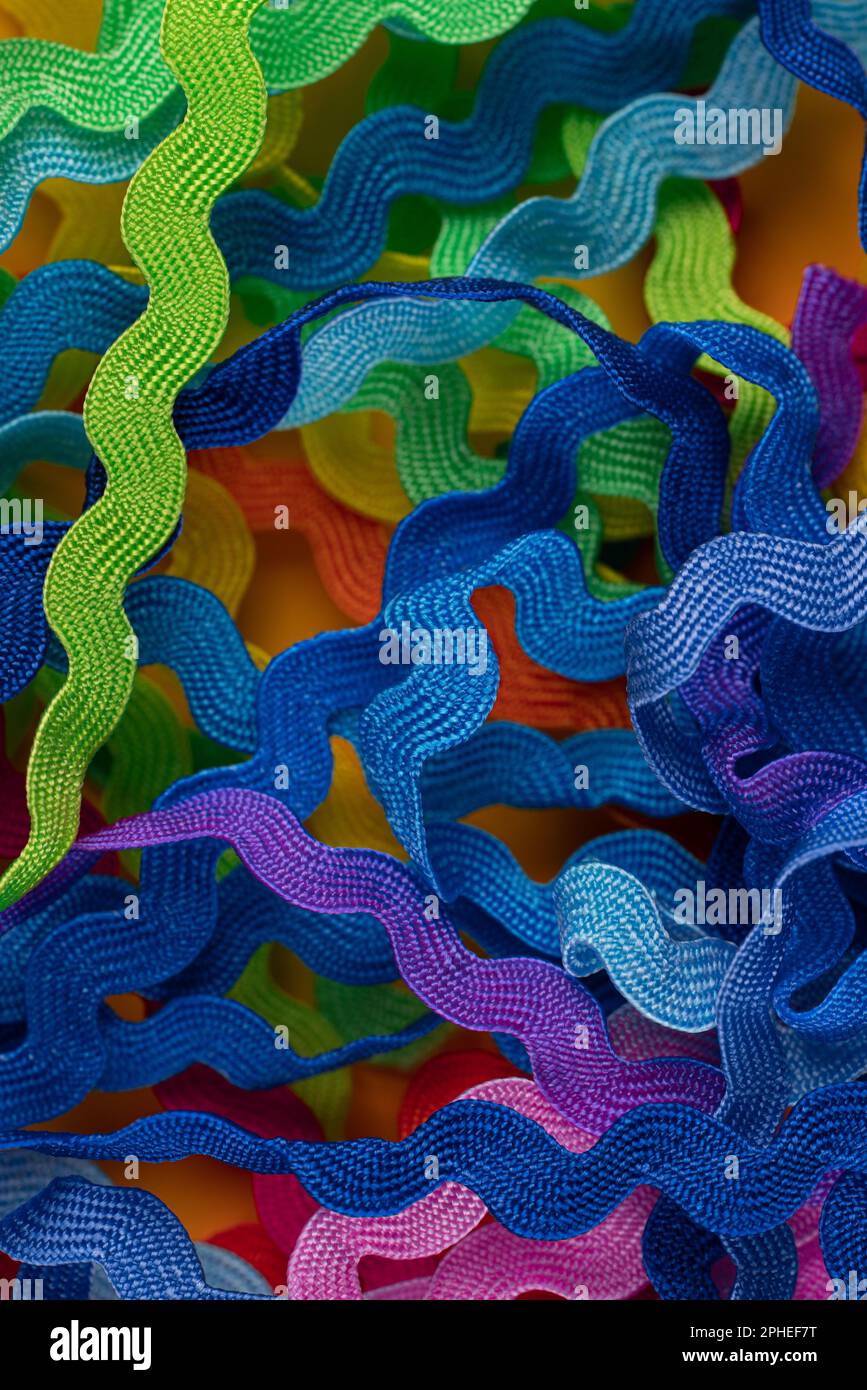 Closeup bunch of wave ribbons of various colors for hobby Stock Photo ...