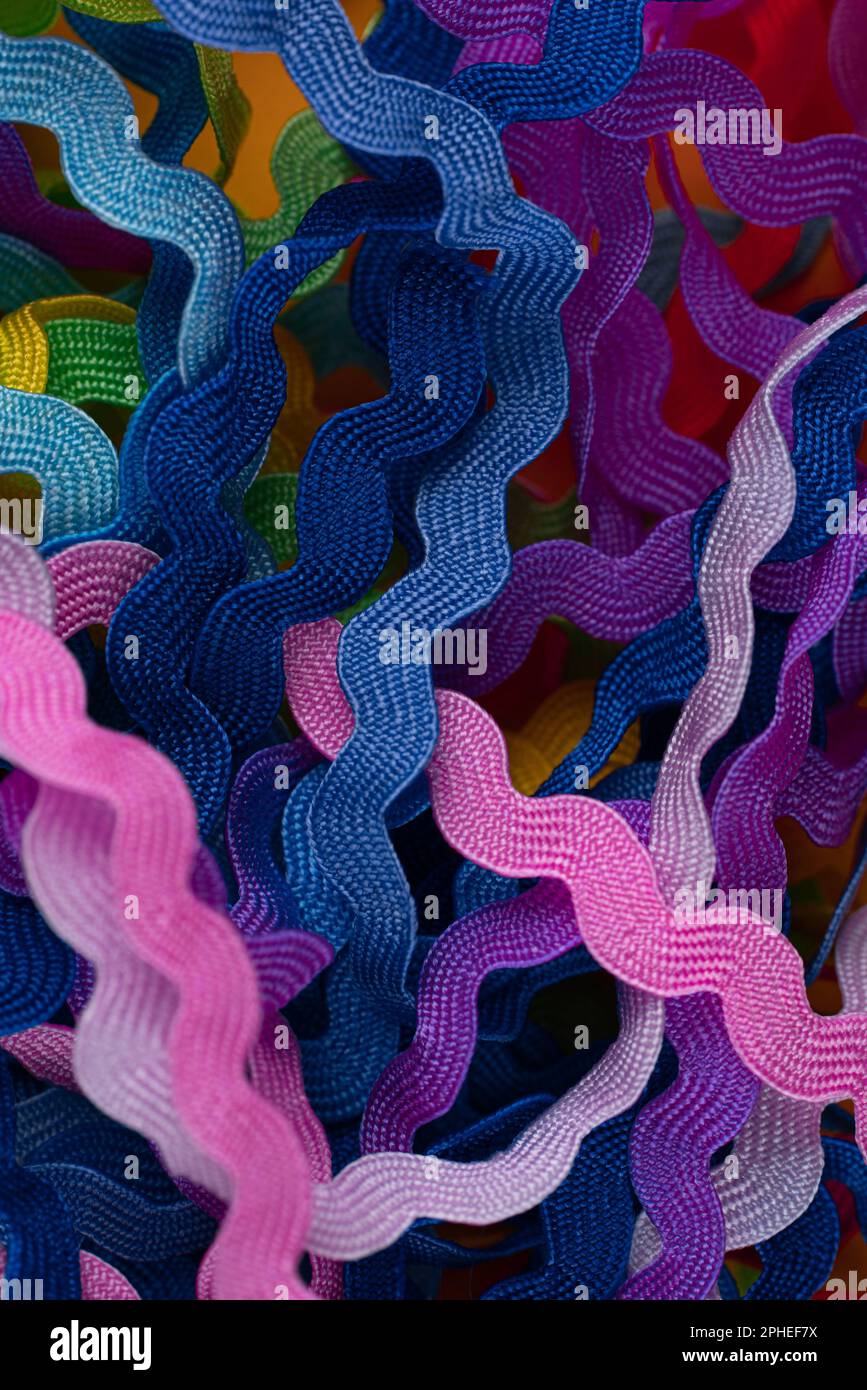 Closeup bunch of wave ribbons of various colors for hobby Stock Photo ...
