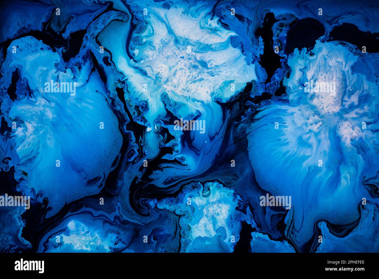 Beautiful abstraction of liquid paints in slow blending flow mixing ...