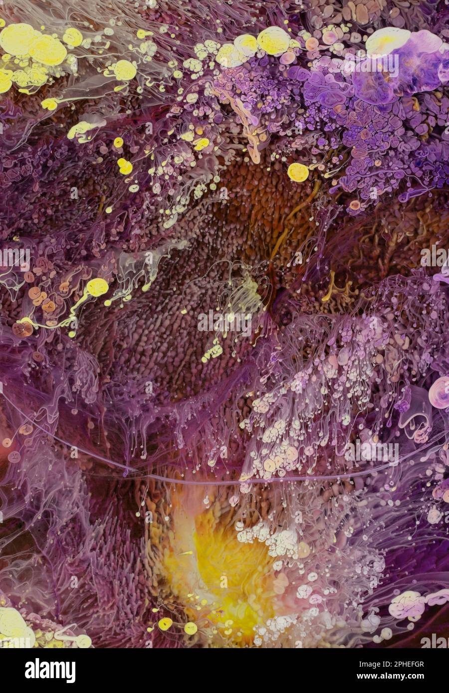 Beautiful abstraction of liquid paints in slow blending flow mixing ...