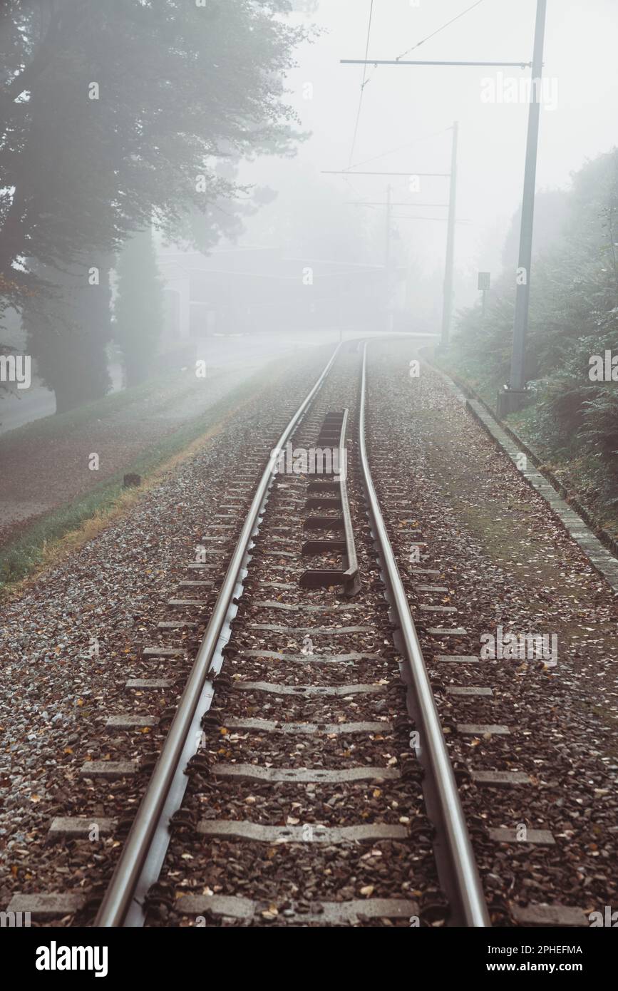 Gloomy autumn scenery railroad hi-res stock photography and images - Alamy