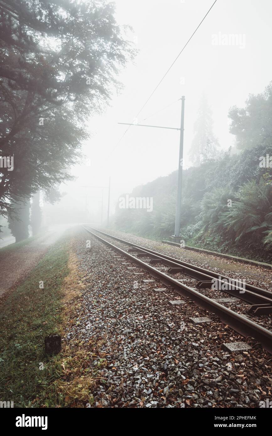 Gloomy autumn scenery railroad hi-res stock photography and images - Alamy
