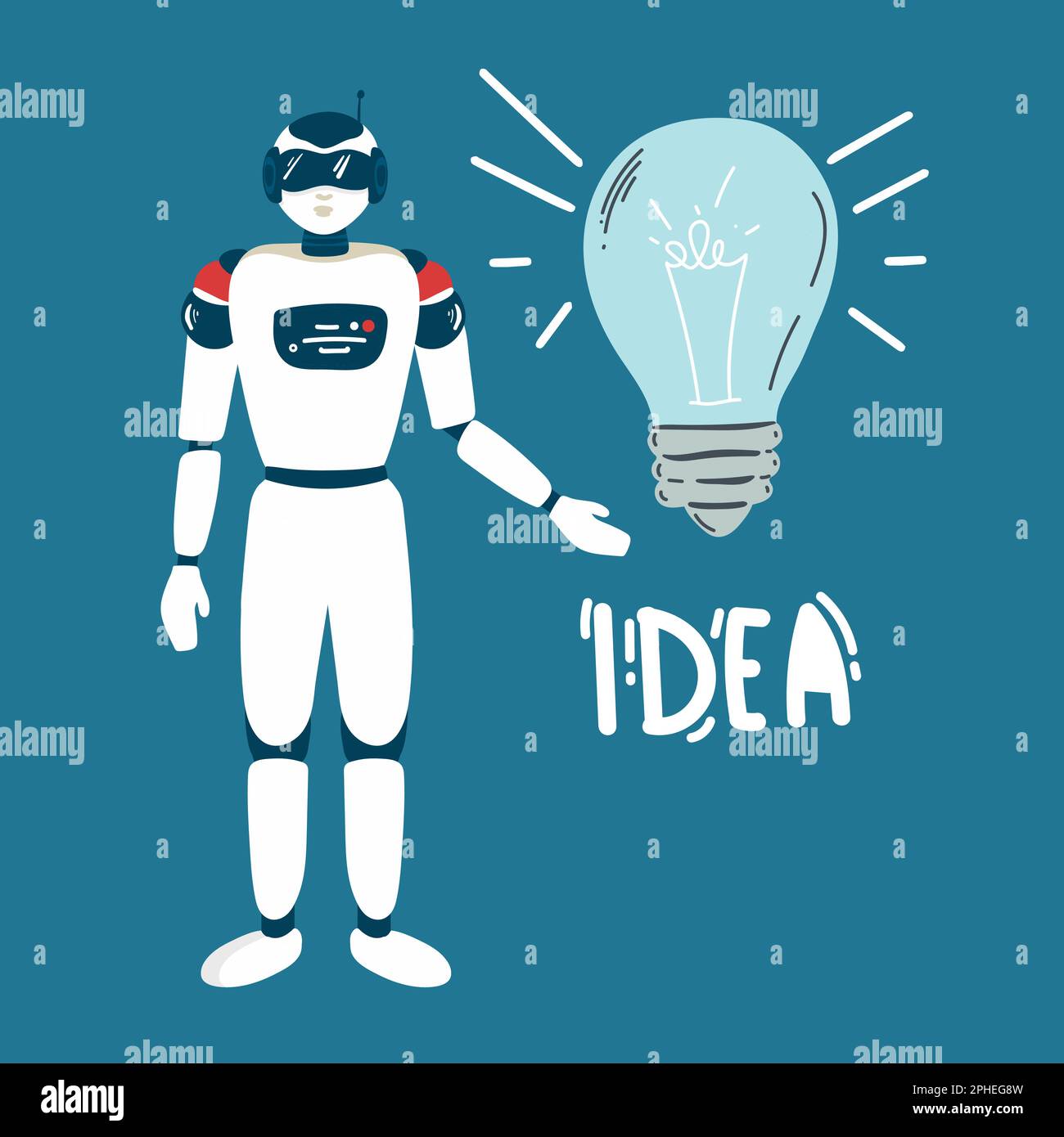 Robot hold lightbulb develop innovative business idea or strategy. Robotic humanoid brainstorm ...