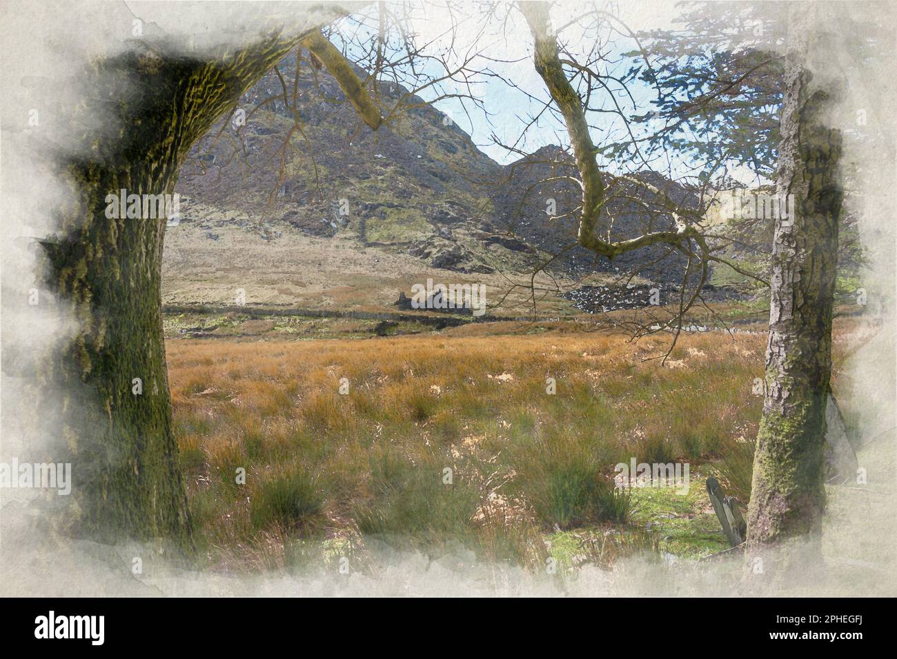 Digital watercolor painting of the abandoned Cwmorthin slate mine at ...