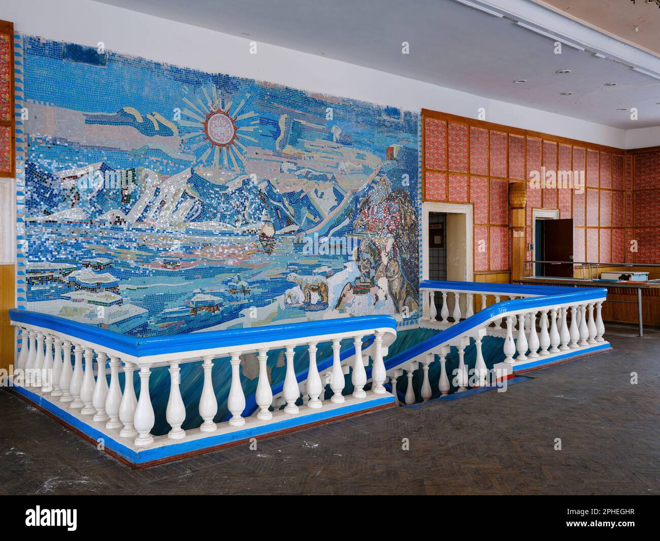 The canteen and dining hall. Pyramiden, abandoned russian mining ...