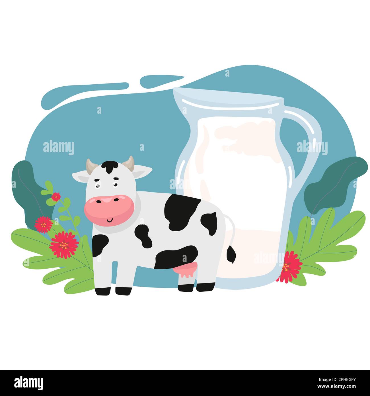 set cute milk product with cow hand drawing Stock Vector Image & Art ...