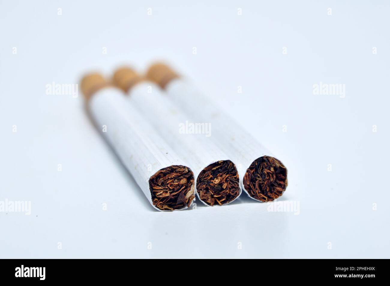 Closeup Of Tobacco Cigarettes White Background Stock Photo - Alamy