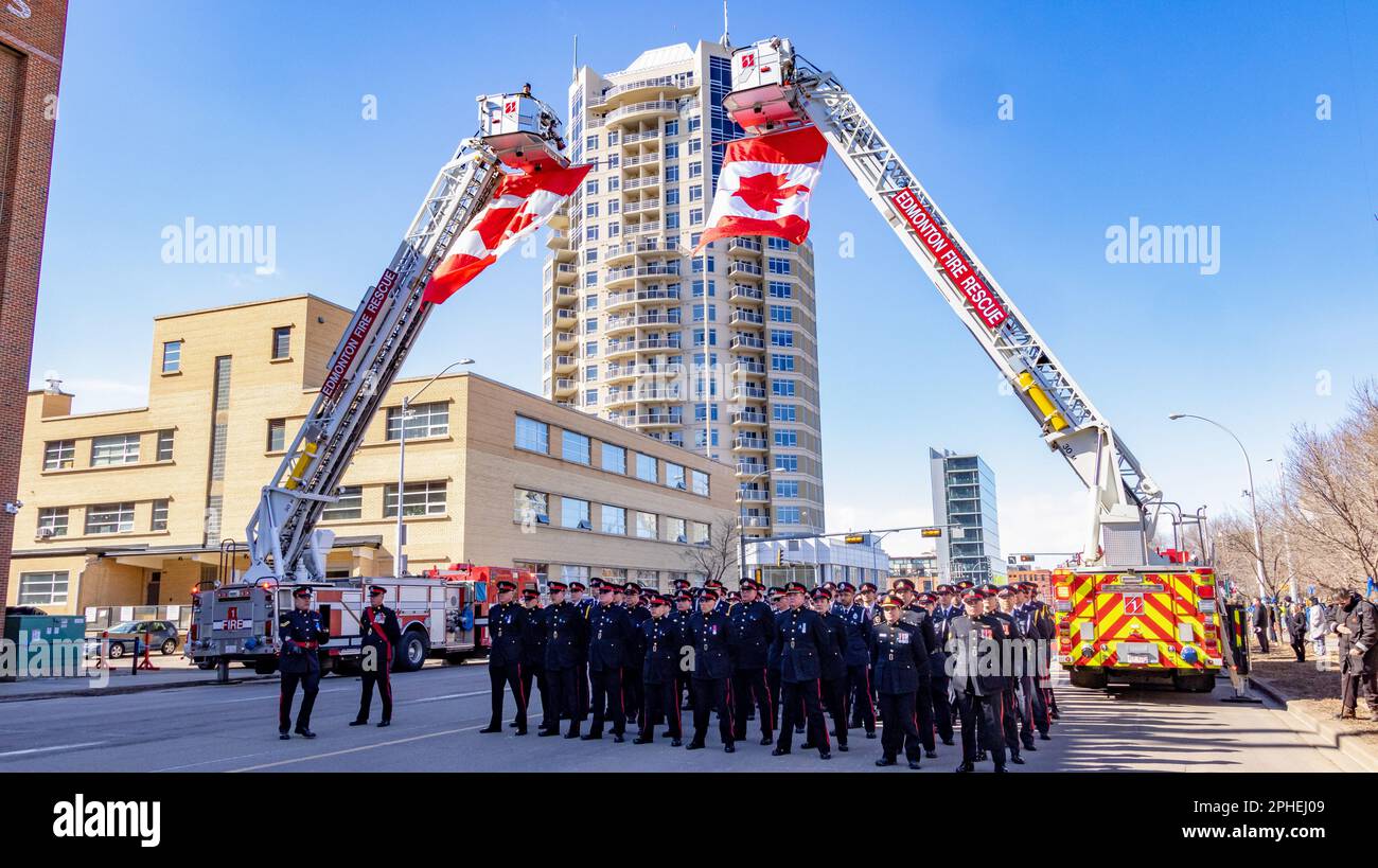 Edmonton, Canada. 27th Mar, 2023. Officers and Emergency Services ...