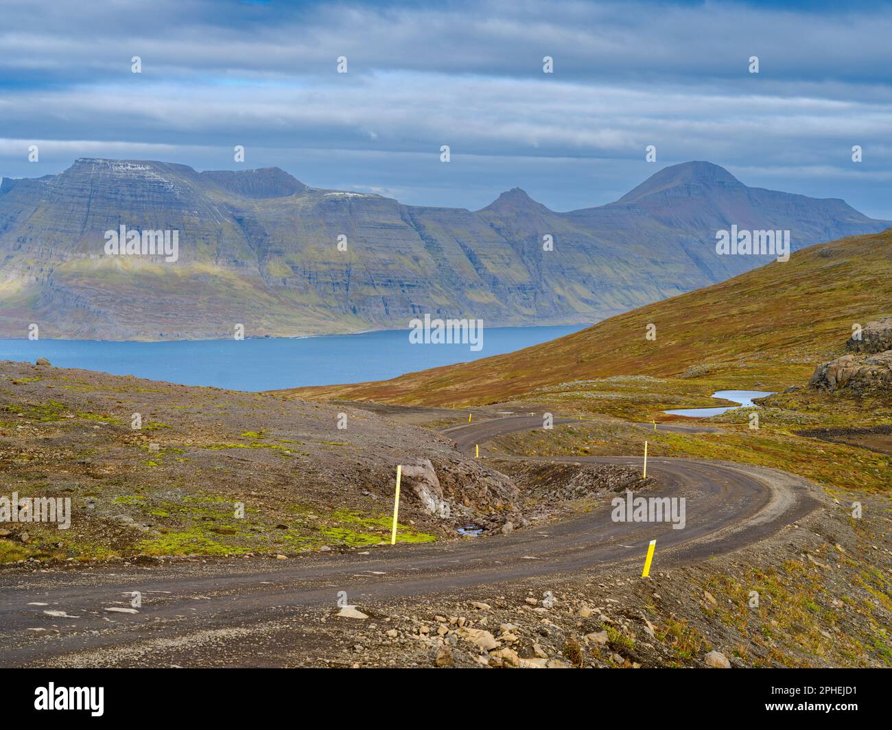 The Strandavegur between Veidileysufjoerdur and Reykjarfjoerdur. The ...