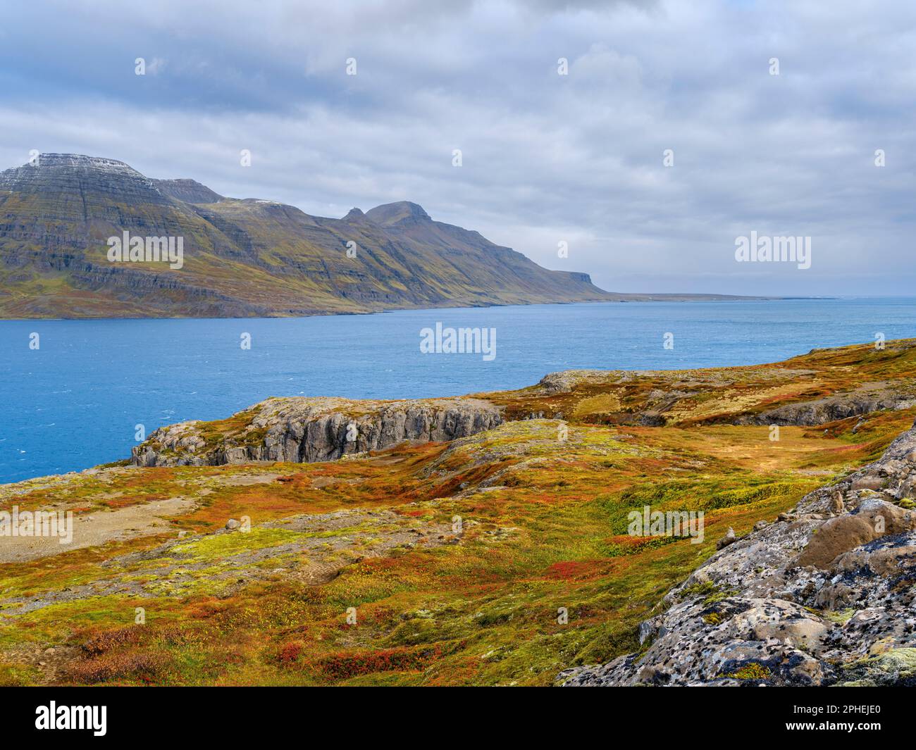 Landscape along the Strandavegur at Reykjarfjoerdur. The Strandir in ...