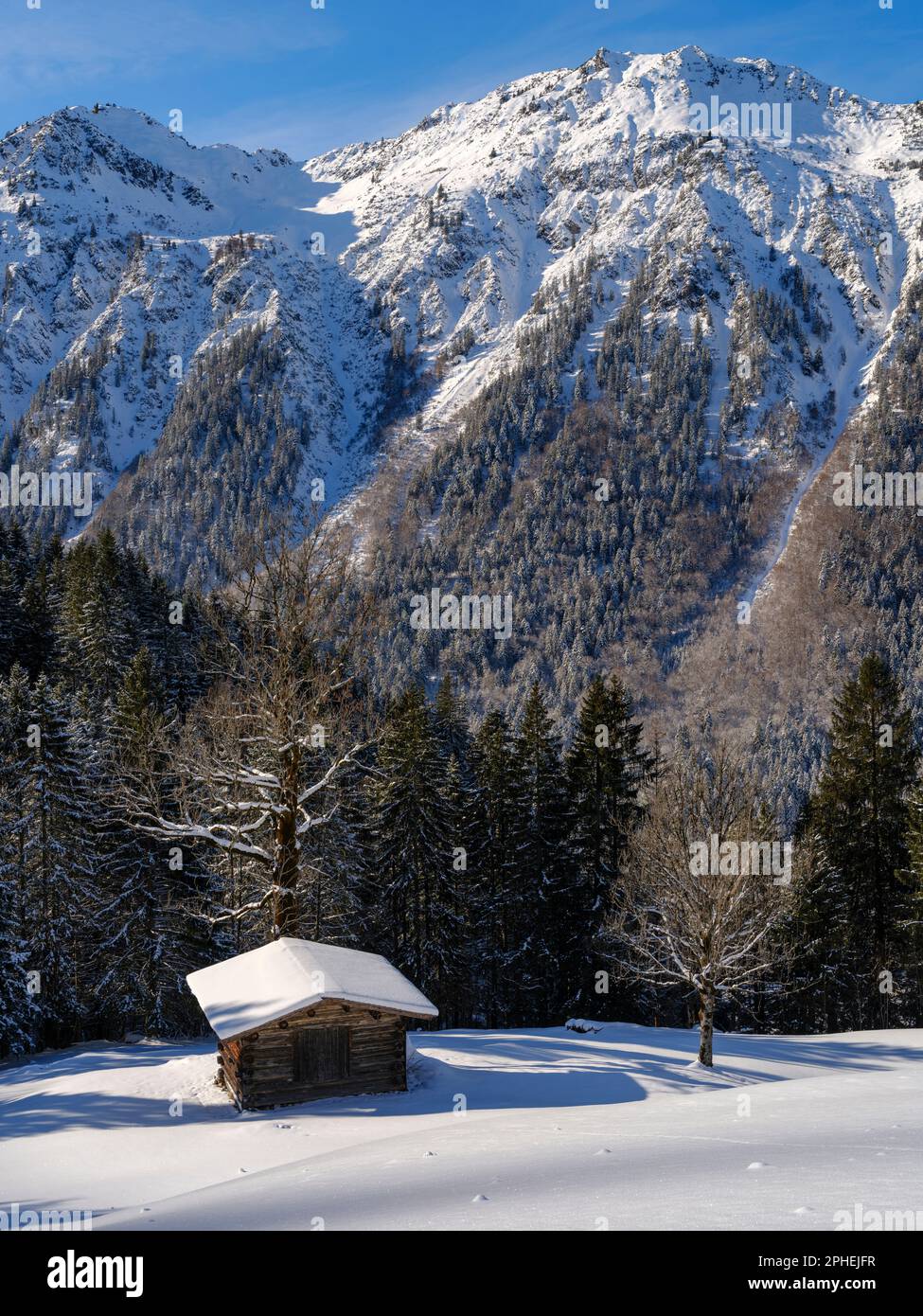 Valley of river Trettach. The Allgaeu Alps (Allgaeuer Alpen) near ...