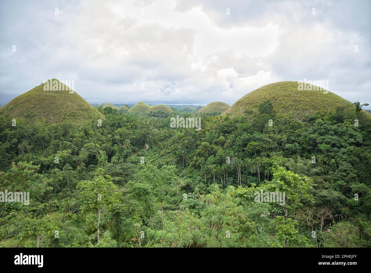 The dome- and cone-shaped chocolate hills of Bohol in the Philippines ...