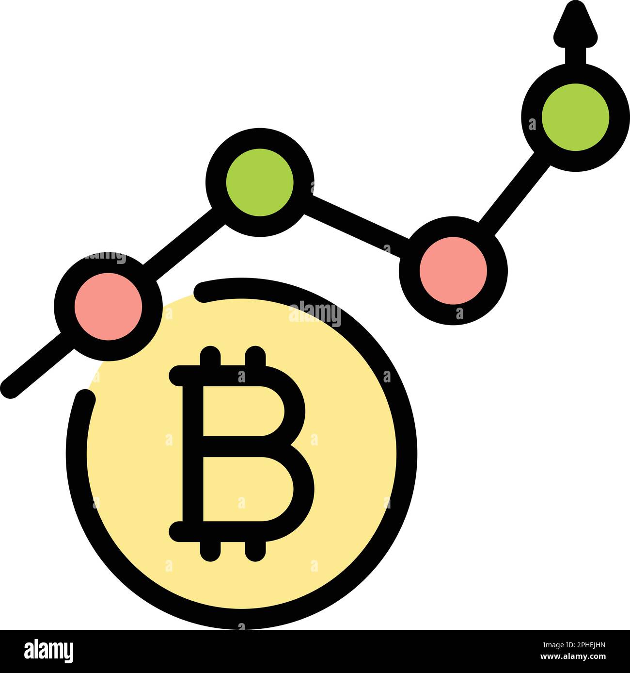Bitcoin growth icon. Outline Bitcoin growth vector icon for web design isolated on white ...