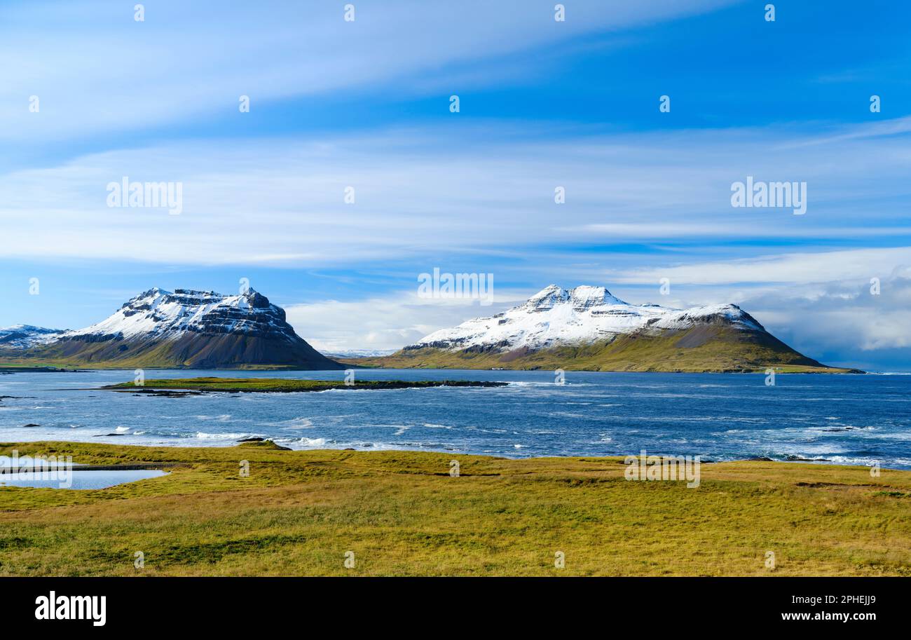 Landscape in the Arneshreppur at bay Trekyllisvik. The Strandir in the ...