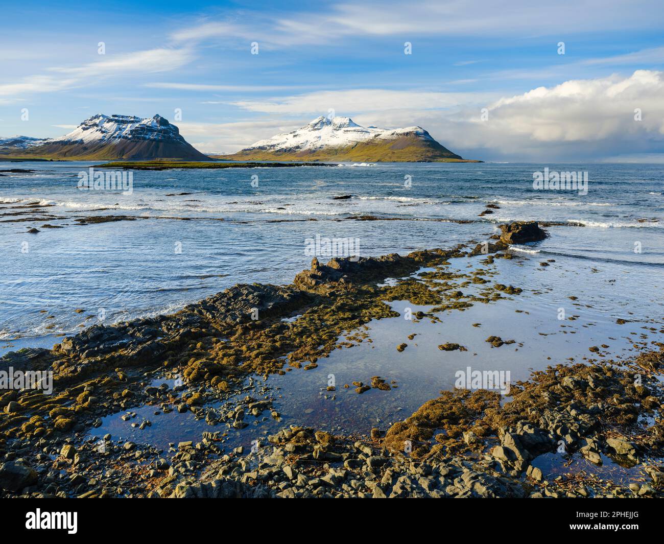 Landscape in the Arneshreppur at bay Trekyllisvik. The Strandir in the ...