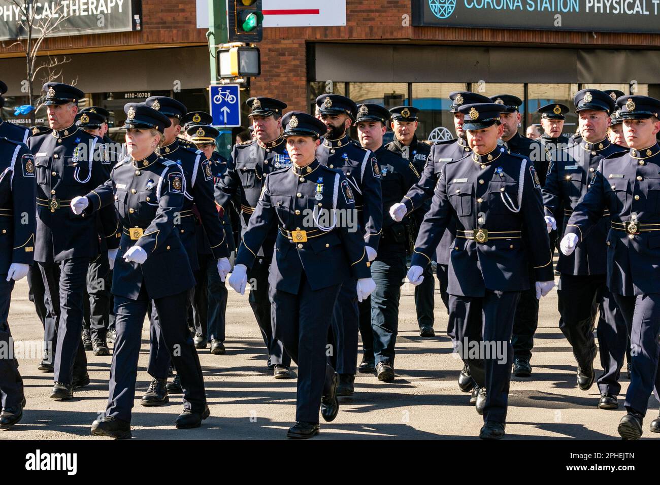 Edmonton, Canada. 27th Mar, 2023. Officers and Emergency Services ...