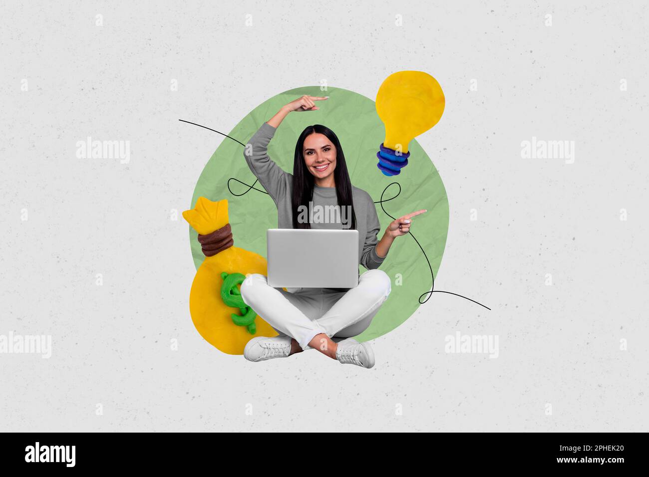 Creative retro 3d magazine collage image of smiling charming lady ...