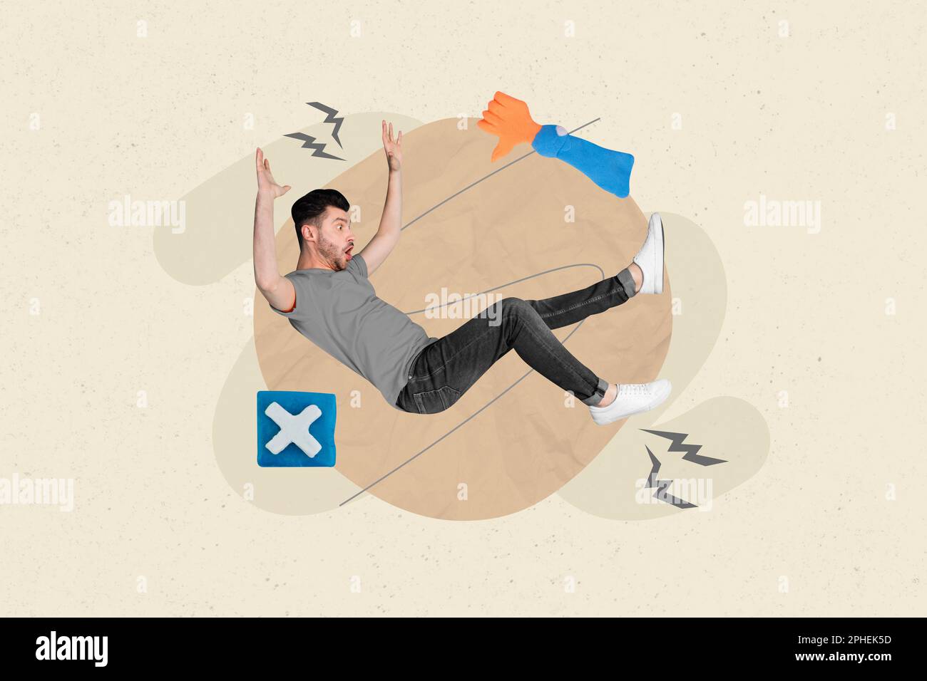 Artwork magazine collage picture of unhappy guy getting dislikes ...