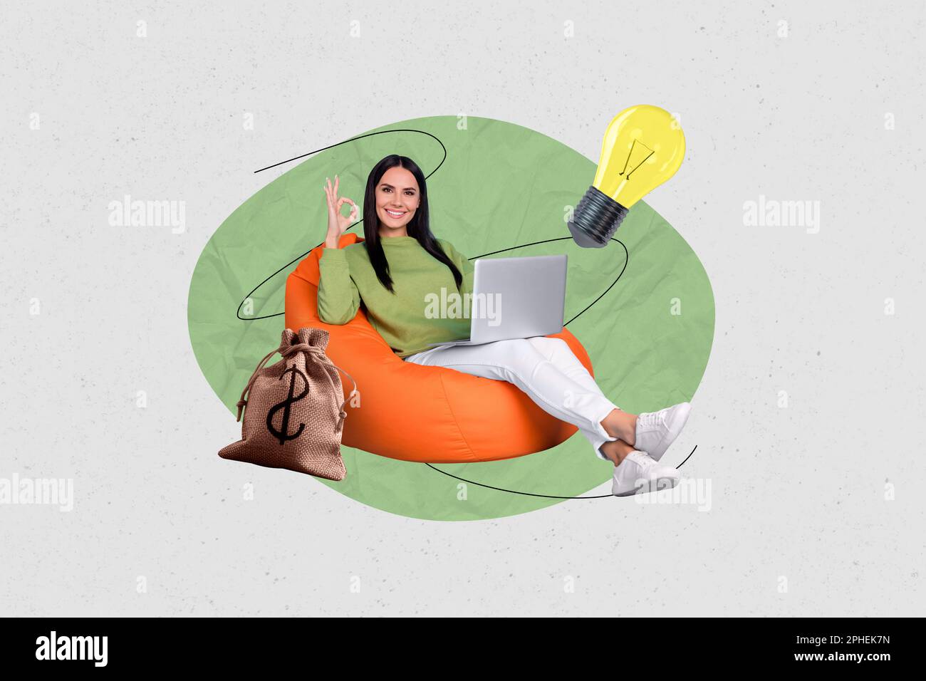 Photo collage artwork minimal picture of sad confident lady showing ...