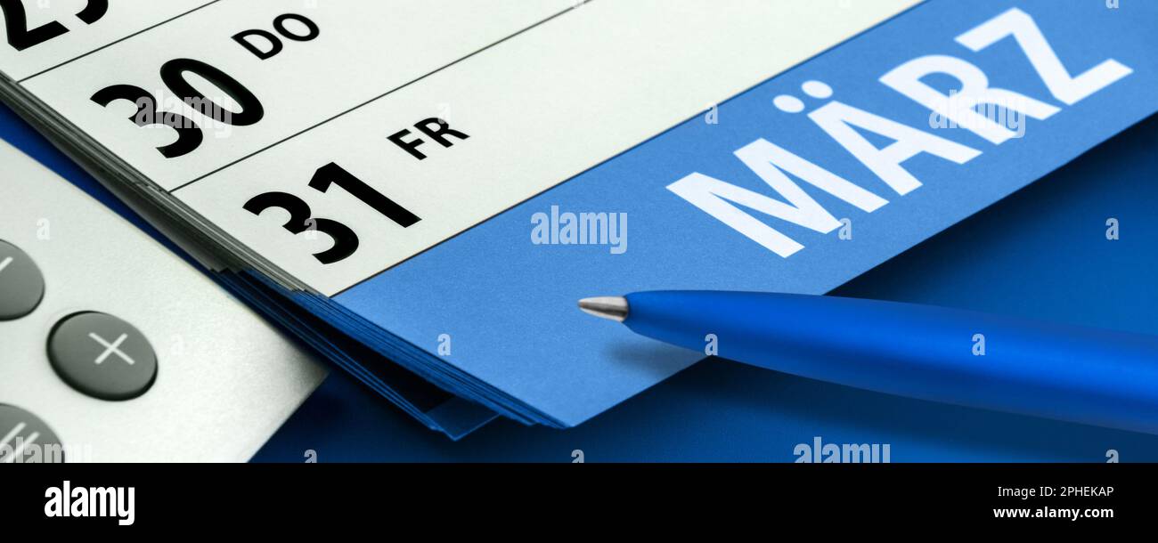 German calendar 2023 March 31 Friday and calculator Thursday Stock ...